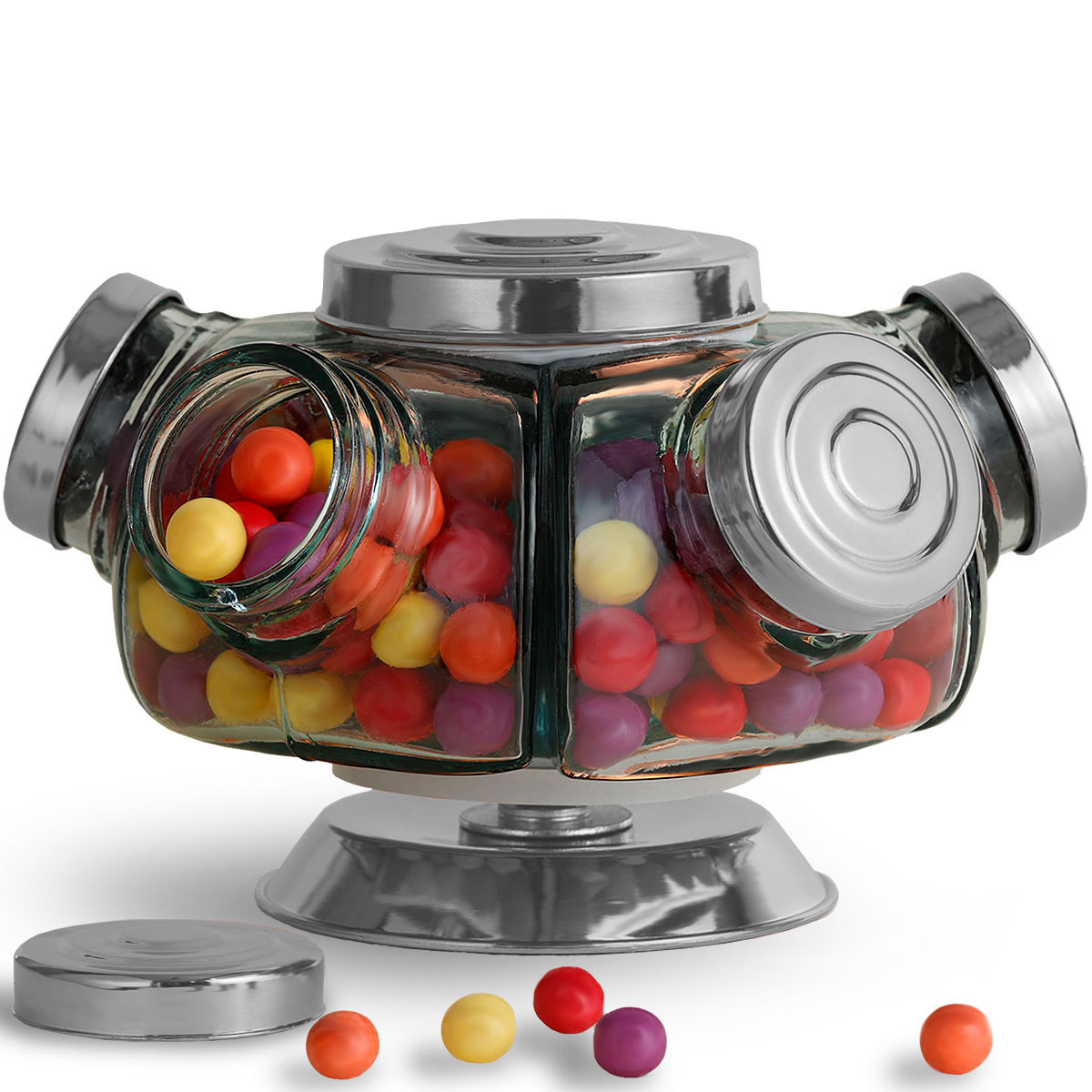 Baleiro retrô pequeno Candy prata - Vidro&Decor